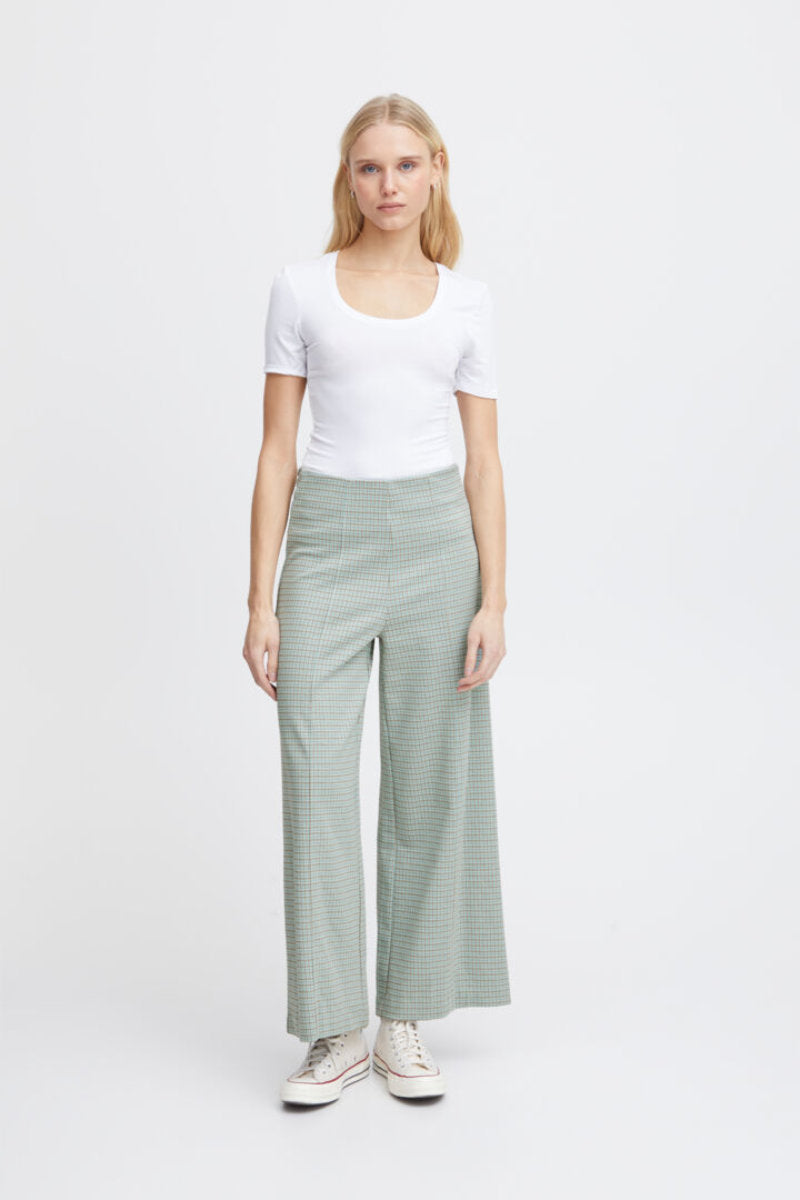 ICHI Kate wide leg trousers, duck egg