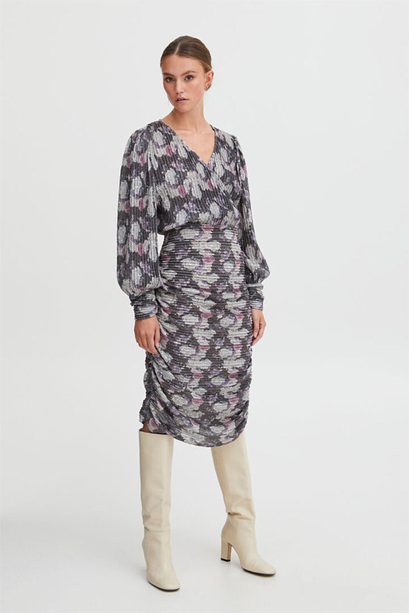 Pulz Joana plissé dress, silvery violet