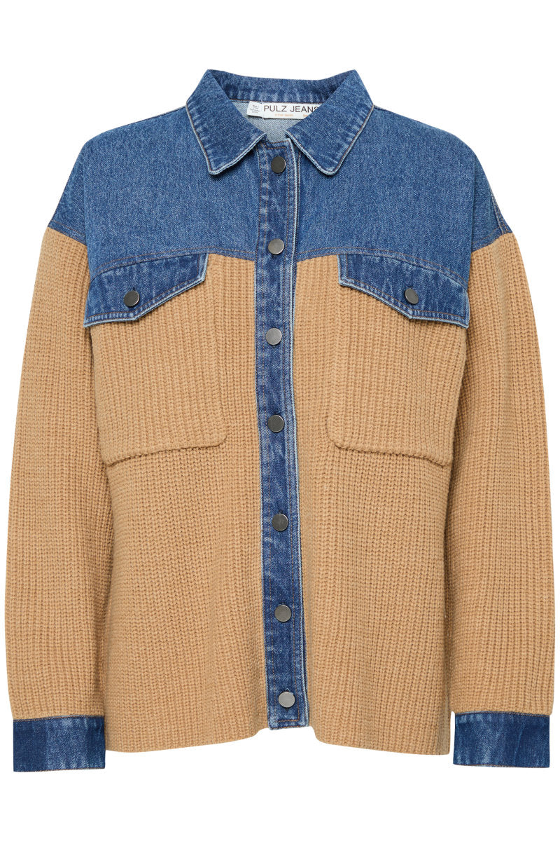 Pulz Marit denim cardi, tan