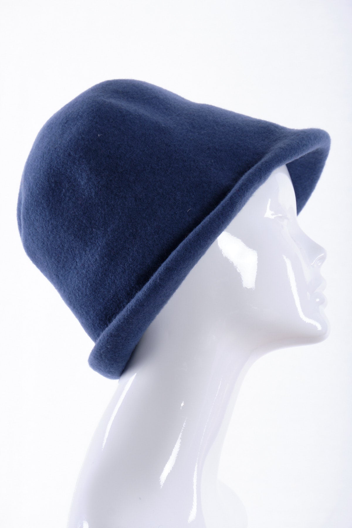 Kopka Merino wool cloche hat, denim